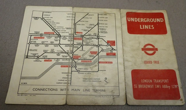 LONDON UNDERGROUND MAP 1945 £35.00 - PicClick UK