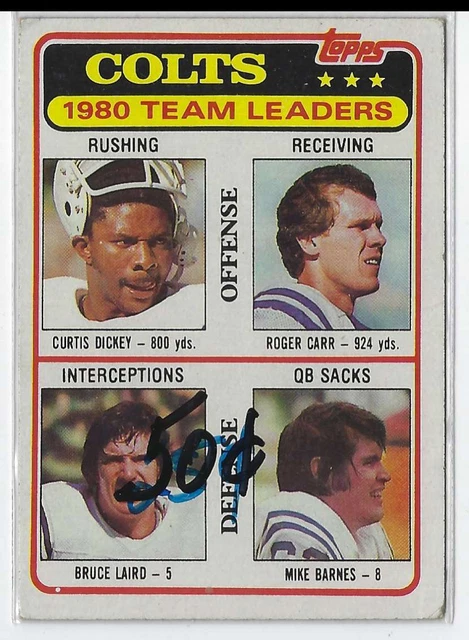 1981 TOPPS CURTIS Dickey/Roger Carr/Bruce Laird/Mike Barnes #411 Colts ...
