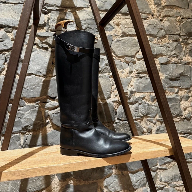 HERMÈS VINTAGE BLACK Leather Jumping Riding Boots - 36 IT $2,125.00 ...