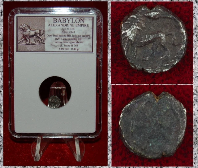ANCIENT GREEK ALEXANDER THE GREAT Baal- Lion Babylon Silver Obol ...