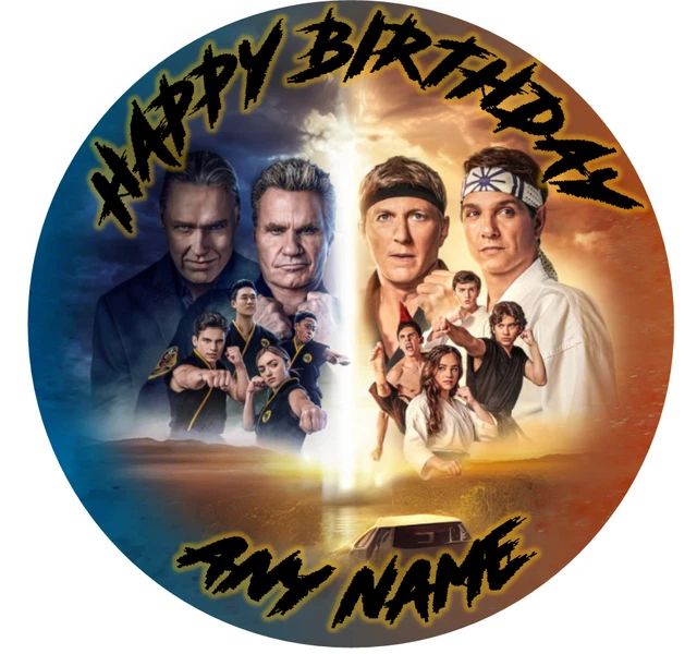 7.5& PERSONALISED COBRA Kai Birthday Cake Topper Edible Icing/Rice ...