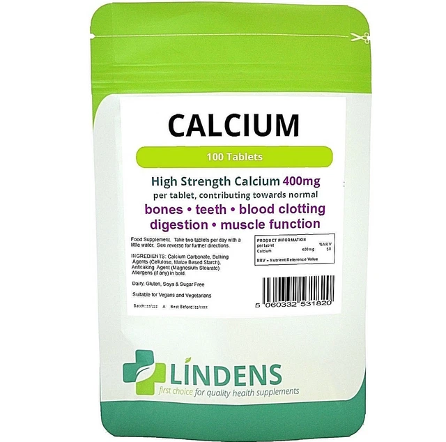 CALCIUM 400MG TABLETS Bone health teeth osteoporosis (200 pack) Lindens ...