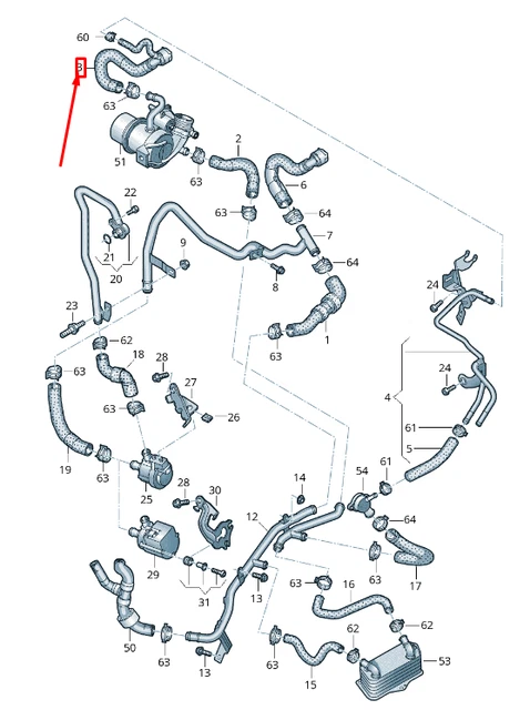 AUDI Q3 F3 Coolant Hose With Quick Release Coupling 5QA122157A NEW ...