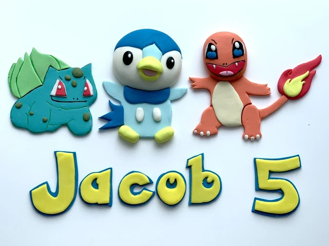 INSPIRED BY POKEMONS 2D Bulbasaur,Piplup,Charmander ,Name+Number Cake ...