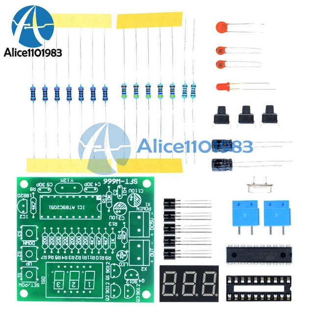 DS18B20 AT89C2051 MICROCONTROLLER Temperature Controller LED Alarm 5V ...