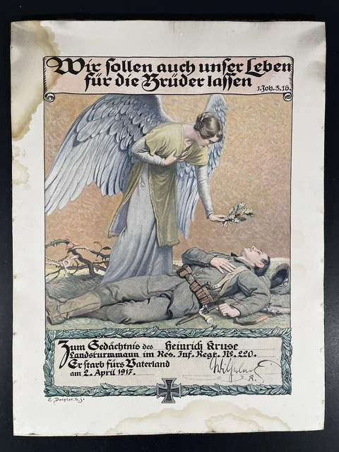 WW1 GERMAN PRUSSIAN Soldier’s Death Scroll Certificate Documents £300. ...