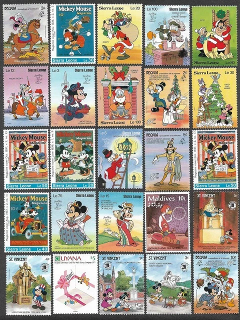 DISNEY ON STAMPS 25 All Different Collection Cartoons Animation D (23 ...