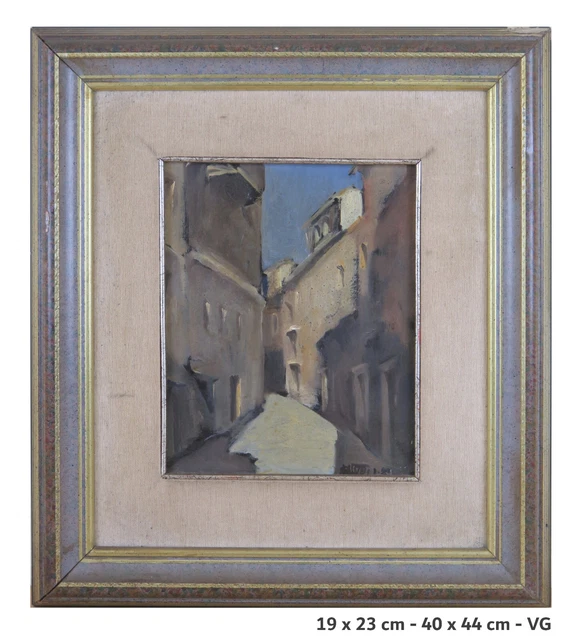 TABLEAU MODERNE '900 Peinture Huile sur Toile Signé Vue Cité Onirica VG EUR 190,87 - PicClick FR