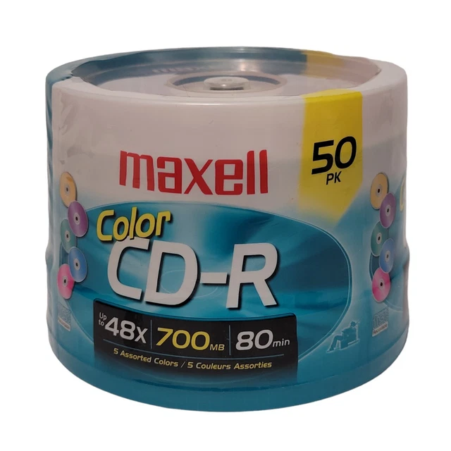 NEW MAXELL COLOR CD-R 50 Pack 700 MB 80 Min Max 48X Data Music Photos ...