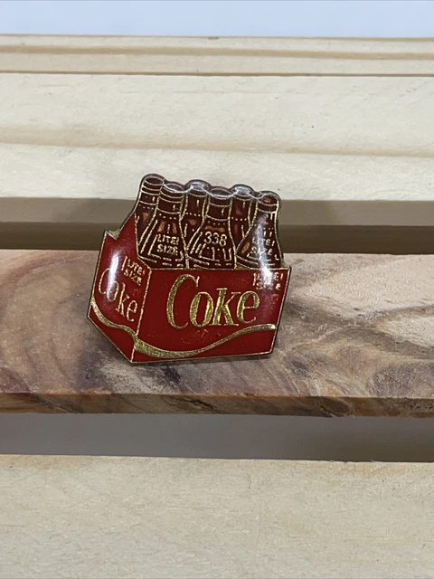 VINTAGE COKE COCA-COLA Bottle Six Pack Red Gold Metal Pin Brooch Lapel ...