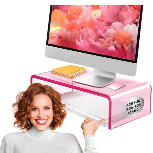 ACRYLIC MONITOR STAND, Clear Computer Riser, Ergonomic Posture Design ...