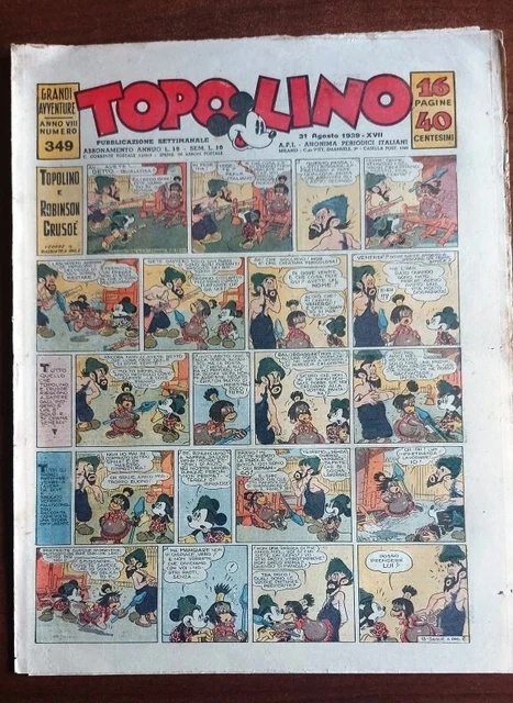TOPOLINO GIORNALE NR. 349 Del 1939 - Non Piegato - Molto Buono - EUR 6 ...