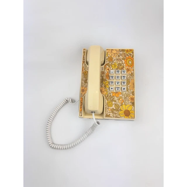 VINTAGE 1970S RARE Groovy Floral Push Button Desk Phone - Retro Home ...
