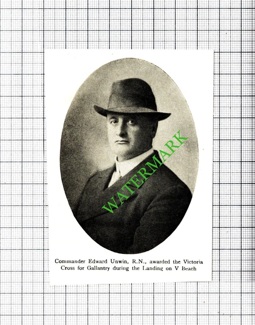COMM EDWARD UNWIN Royal Navy Great War WW1 - c.1920 Small Cutting £7.95 ...