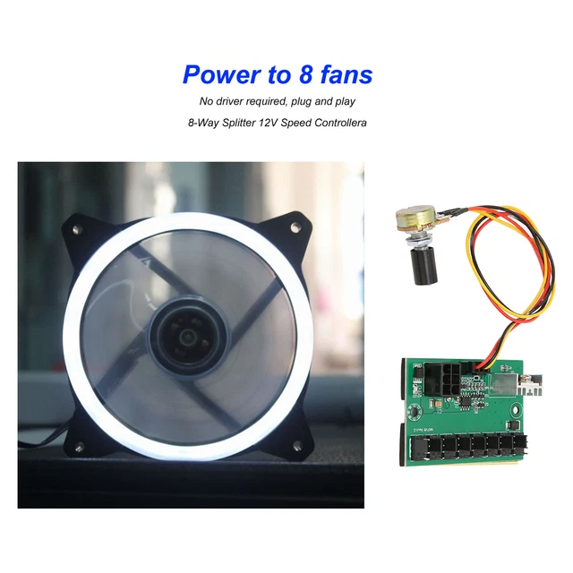 PC FAN HUB 2 Pin 3 Pin 4 Pin Fan Adapter PWM PC Case Cooling Fan Hub ...