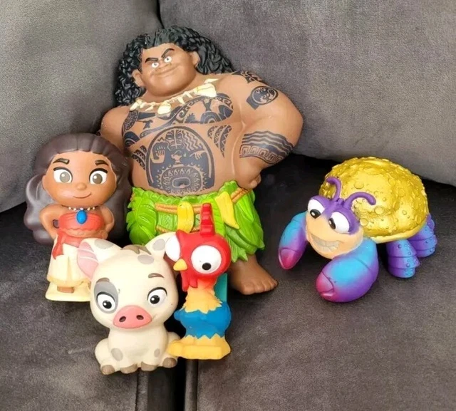 DISNEY STORE MOANA Bath Toy Full Set Playset Moana Maui Pua Hei-Hei ...