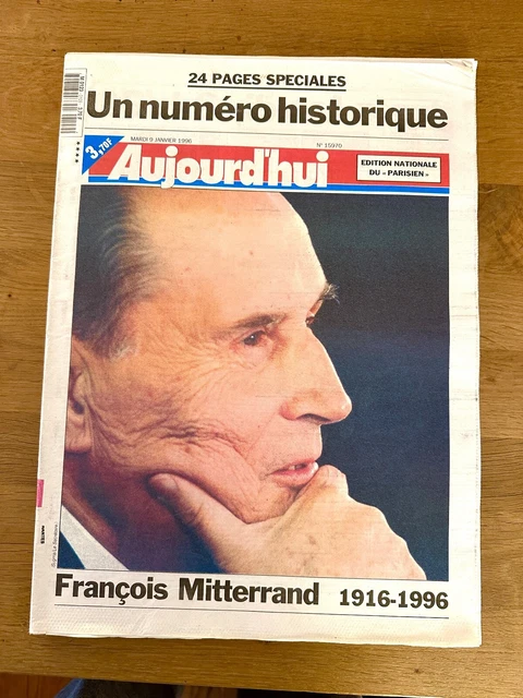 LE PARISIEN AUJOURD'HUI Journal Mort François MITTERRAND 9 janvier 1996 ...