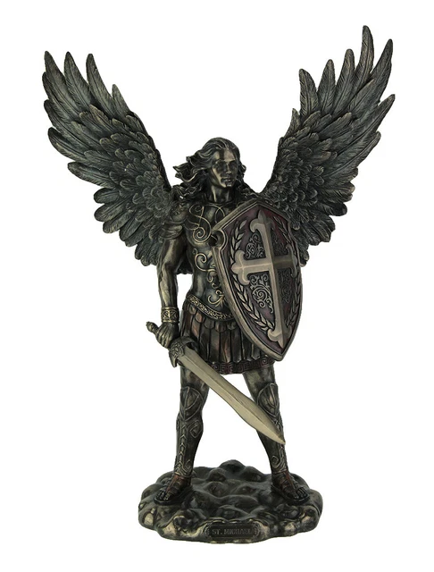 ST. MICHAEL THE Archangel In Battle Gear Bronze Finish Statue £89.31 ...