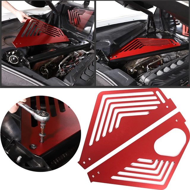 RED ALUMINUM ENGINE Cover Engine Bay Panel Trim Cover For Corvette C8 ...