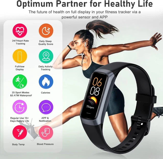 SPURKEY FITNESS TRACKER with 24/7 Heart Rate, Blood Oxygen Black £46.39 ...