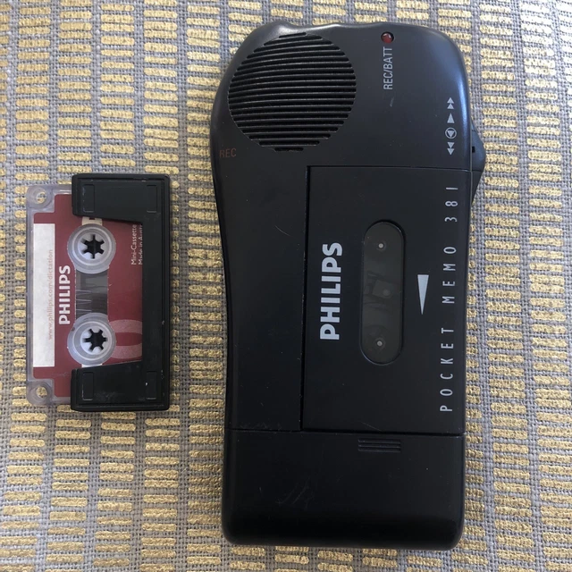 PHILIPS POCKET MEMO 381 Dictaphone Recorder Recording Machine & Tape ...