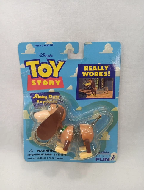 VINTAGE DISNEY'S TOY Story Slinky Dog Keychain Really Works Basic Fun ...