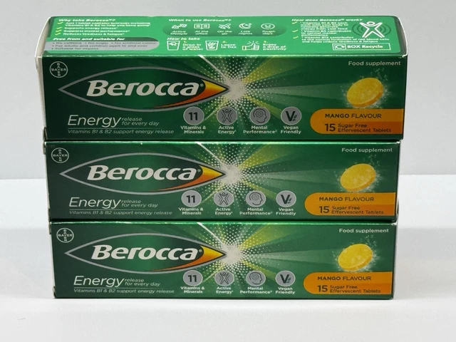 BEROCCA ENERGY MANGO - 3 x Packs Of 15 Tablets | Sugar Free | Vitamin ...