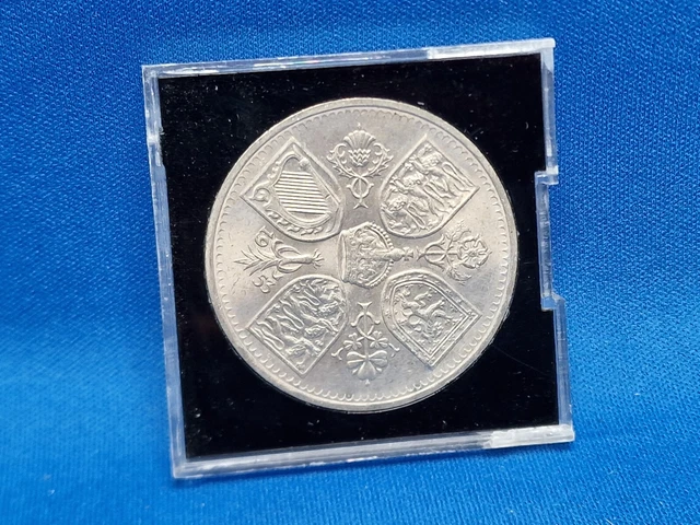 QUEEN ELIZABETH II Five Shillings Coin 1953 Coronation Crown in Case (B ...