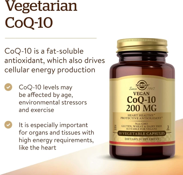 SOLGAR COQ-10 (COENZYME Q-10) 200 mg Vegetable Capsules - Pack of 30 £ ...