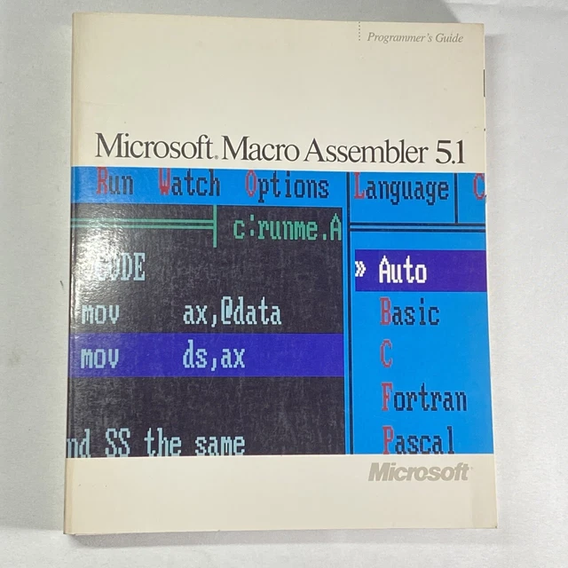 MICROSOFT MACRO ASSEMBLER 5.1 MS-DOS 5.25 Programmer’s Guide Used £13.66 - PicClick UK