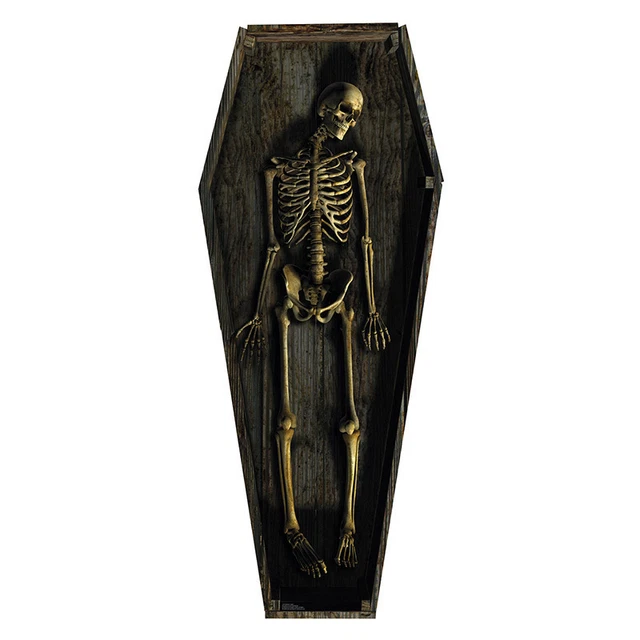 SKELETON COFFIN CASKET CARDBOARD CUTOUT Standup Standee Scary Halloween ...