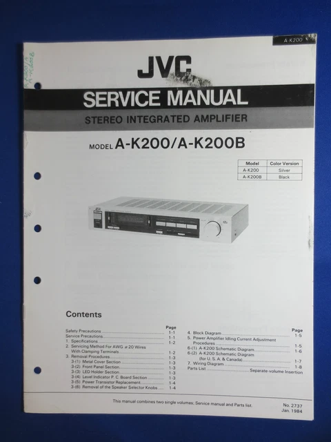 JVC A-K200 INTEGRATED Amplifier Service Manual Amp Original Factory ...