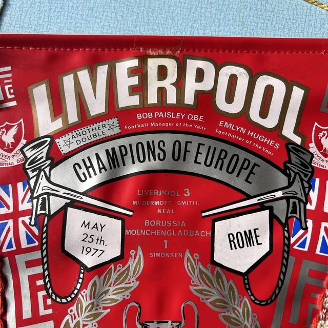 LIVERPOOL FC 1977 Champions of Europe Pennant Vintage Football ...