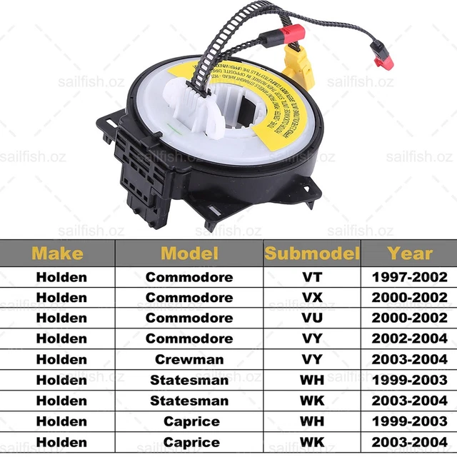AIRBAG CLOCK SPRING With Radio Button Fits Holden Commodore VT VX VU WH ...