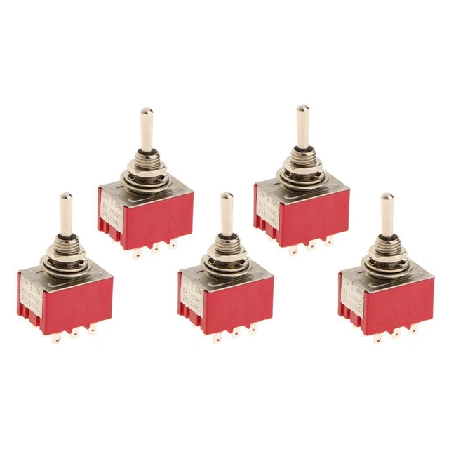 On Off On Small Mini Toggle Switch 9 Pin Model 3pdt Red Pack Of 5 £8 52