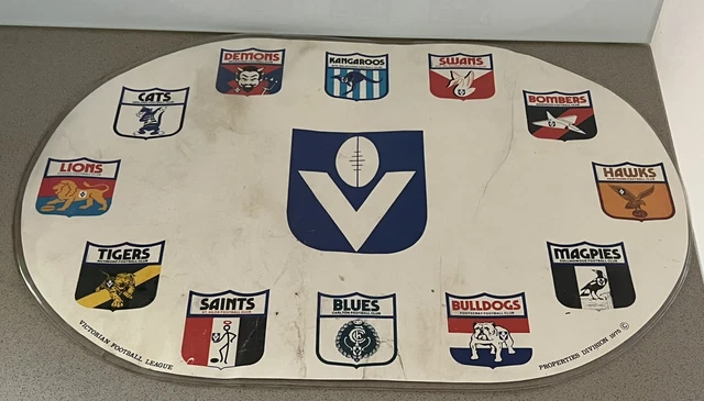 VFL FOOTY PLASTIC placemat Vintage rare 1976 club emblems Original VFL ...