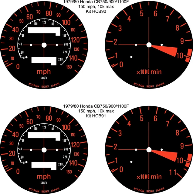 HONDA CB750F CB900F Cb1100F Speedometer Tach Rev Counter Gauge Dial ...