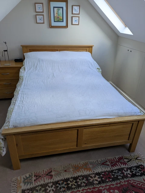 Solid Oak Double Bed Frame £90 50 Picclick Uk