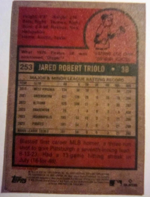 JARED TRIOLO, PITTSBURGH Pirates - 2024 Topps Heritage... Rookie Card ...
