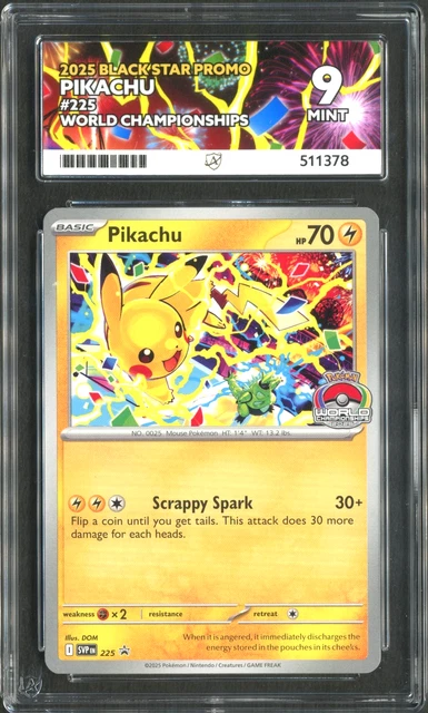POKEMON TCG: PIKACHU #225 Promo 2025 World Championships ACE 9 MINT £79 ...