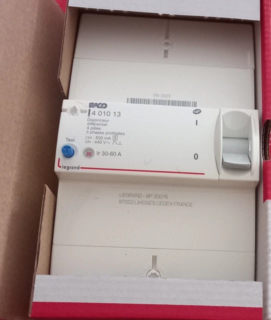 DISJONCTEUR BRANCHEMENT DIFFÉRENTIEL SÉLECTIF Legrand Triphasé 30-60A 4 ...