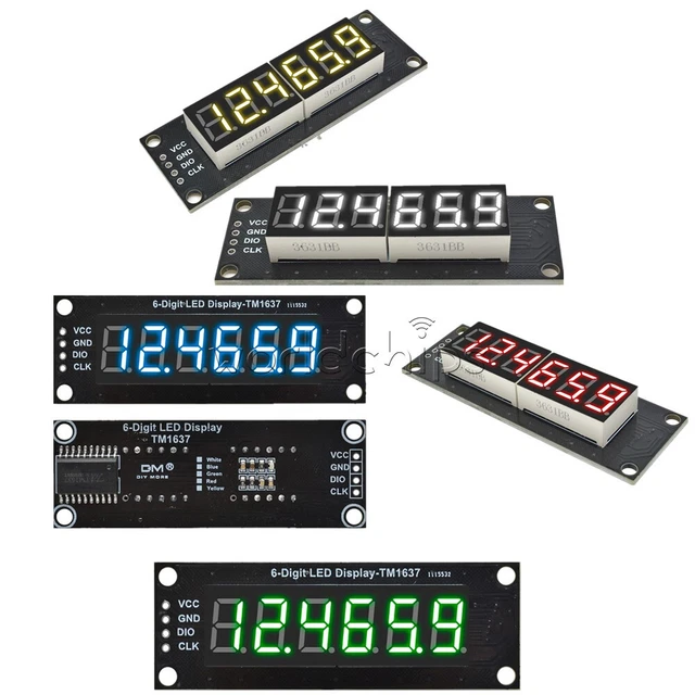 0.36&INCH 6-DIGIT LED Display Tube 7-Segment TM1637 Module Red/Yellow ...