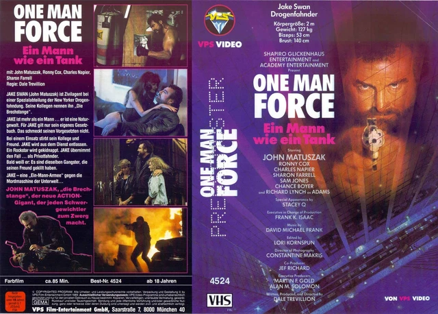 ONE MAN FORCE - John Matuszak - VHS-Einleger A4 - ohne Cassette/Hülle £ ...