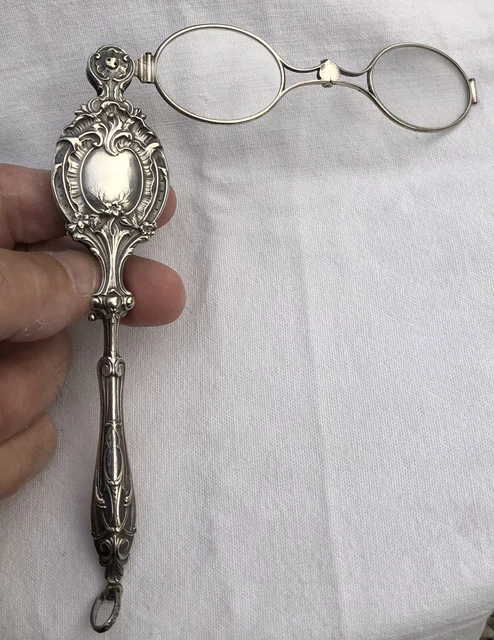 NO1:LORGNONS ARGENT MASSIF fin 19eme escamotable pliant:Poinçons ...