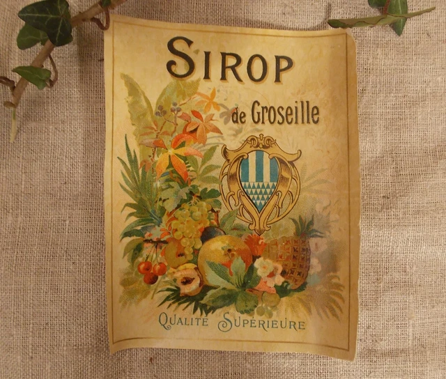 ANTIQUE GENUINE 1900 Chrome Grocery Coffee Shop Gooseberry Syrup Label ...