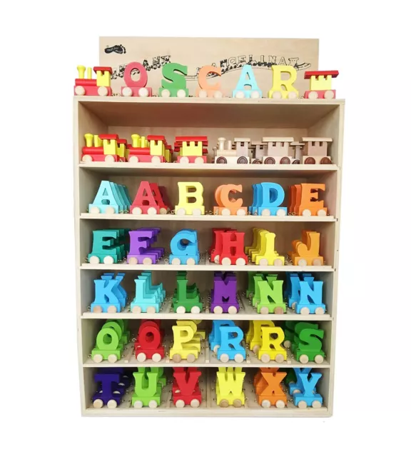 WOODEN TOY TRAIN Alphabet Name Letters Children Gift Christenings Kids ...