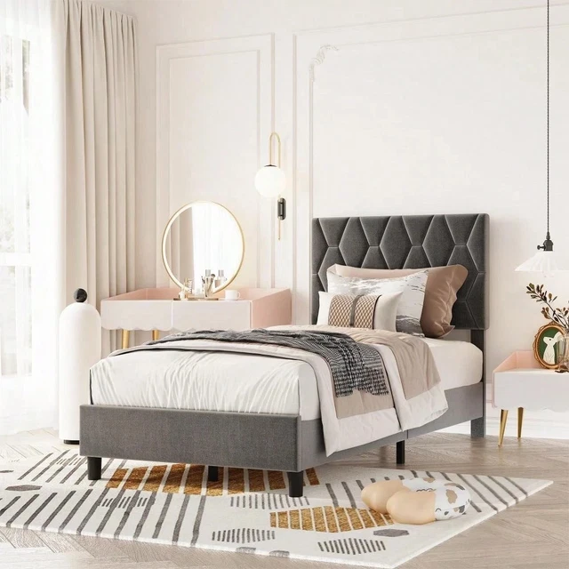 OTTOMAN BED UPHOLSTERED Bed Frame Plush Velvet Gas Lift Double & King ...