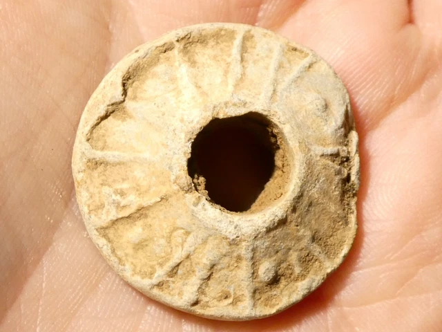 MEDIEVAL & LINES & T " Patterned Lead Spindle Whorl Metal Detecting ...
