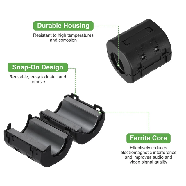 20MM CLIP-ON FERRITE Ring Core for Cable, Black 2pcs $54.70 - PicClick AU