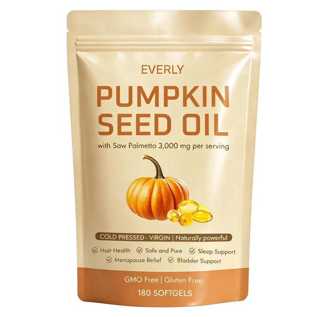 PUMPKIN SEED OIL 3000mg Softgels | Cold Pressed Virgin | Saw Palmetto ...